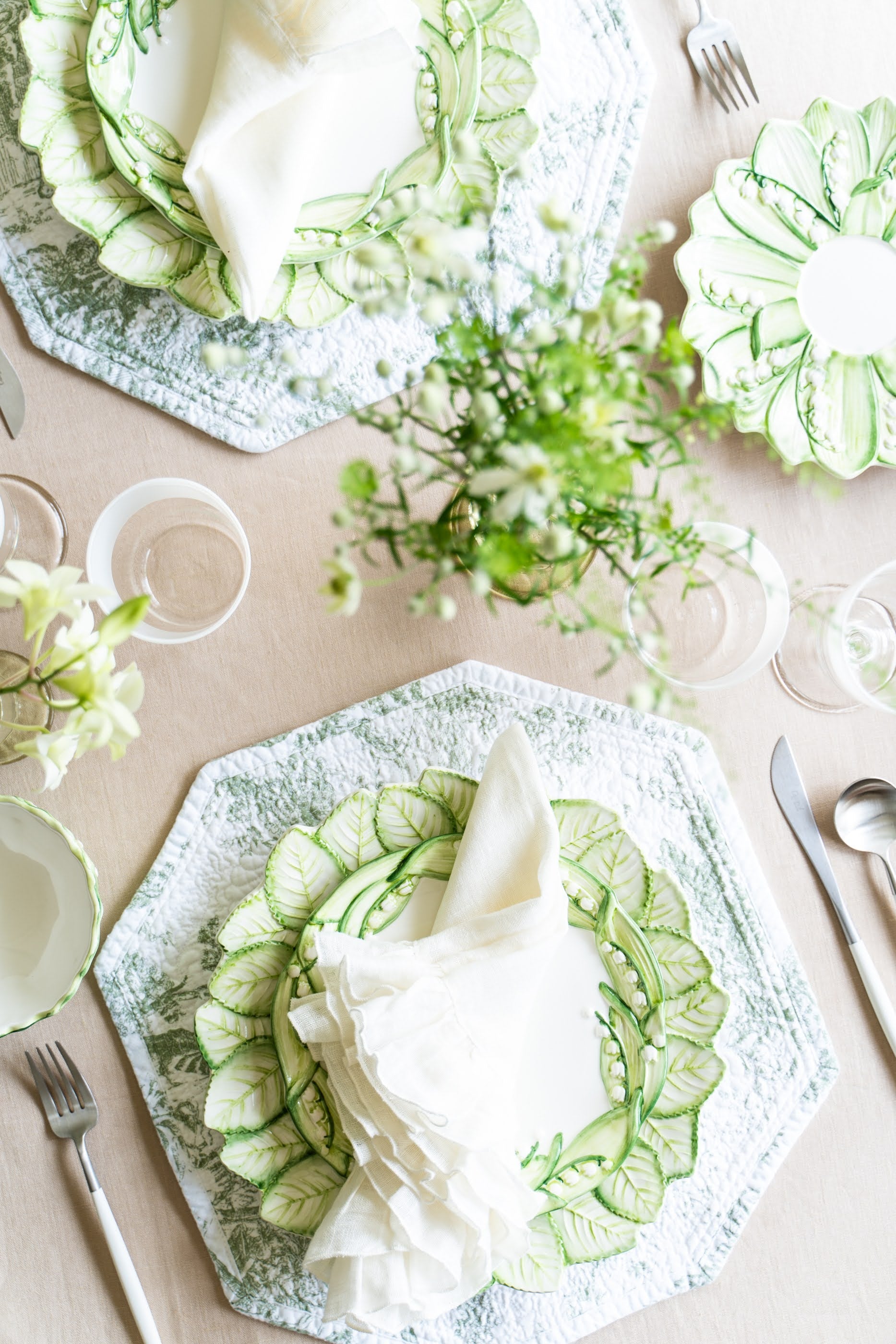 Toile de Jouy キルティングプレイスマット グリーン – Blooming Home