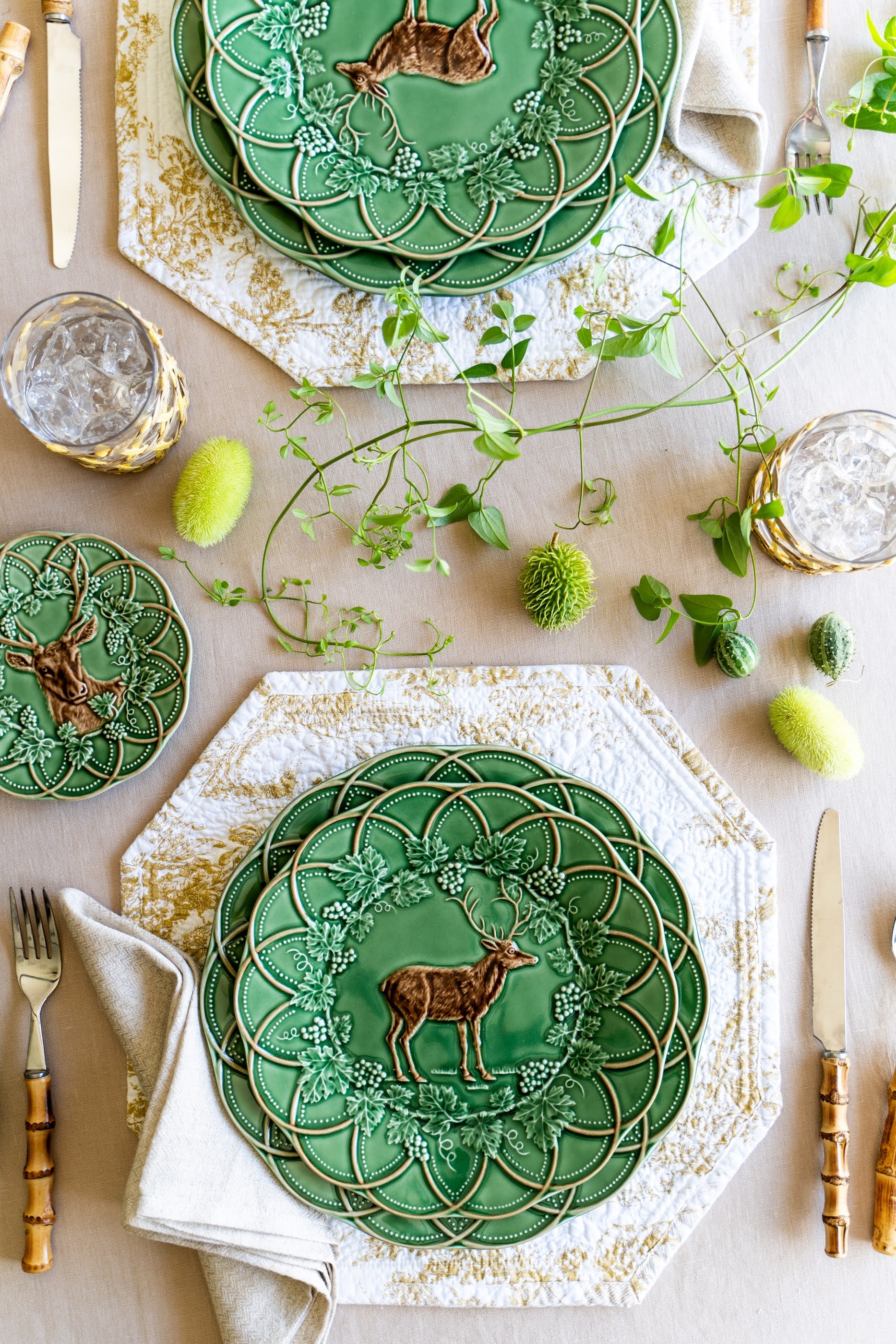 Toile de Jouy キルティングプレイスマット マスタード – Blooming Home